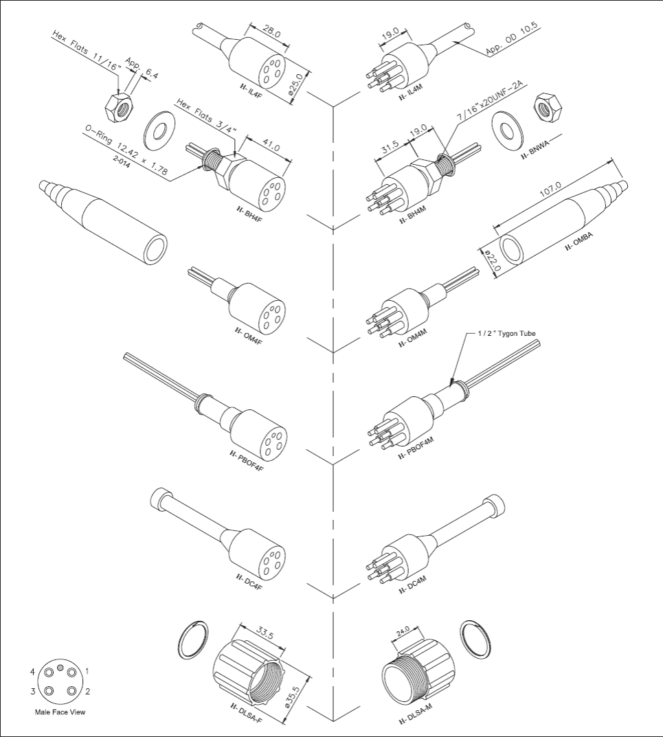 Low Cost Rubber Moulded Circular 4 Contact Underwater Connectors from ...